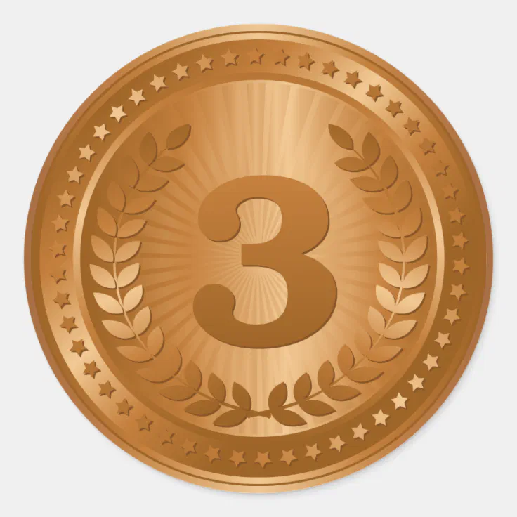 Bronze medal 3rd place winner sticker | Zazzle