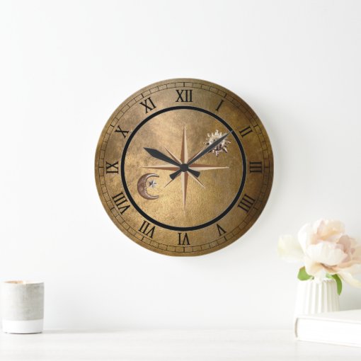 bronze sun and moon wall clock | Zazzle