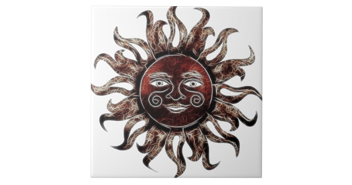 Bronze Sun Fractal Tile | Zazzle