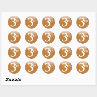 Bronze Third Place (3rd) Award Classic Round Sticker | Zazzle