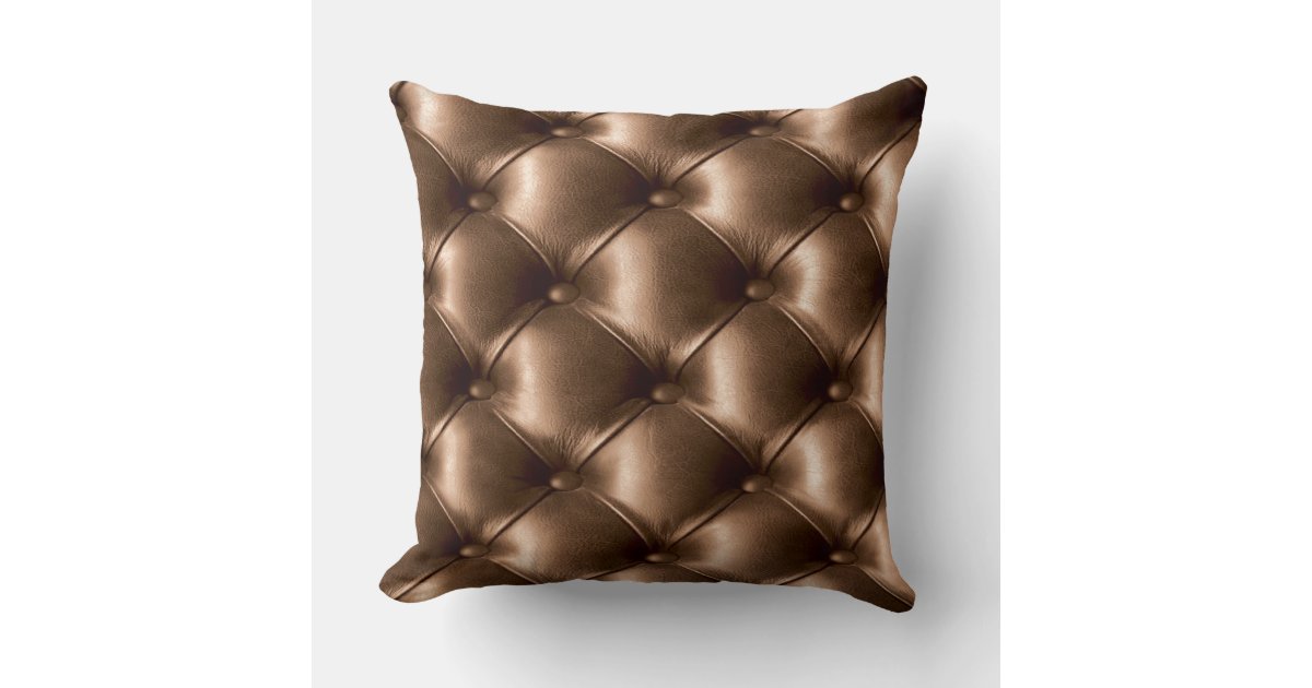 Bronze Tufted Leather Look Print Pillow | Zazzle