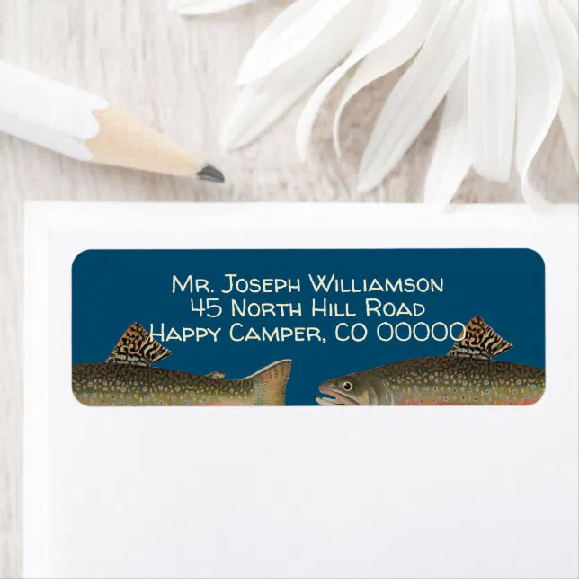 Brook Trout Fishing Return Address Labels | Zazzle