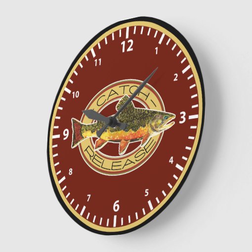 Brook Trout Fly Fishing Catch and Release Angler's Large Clock | Zazzle