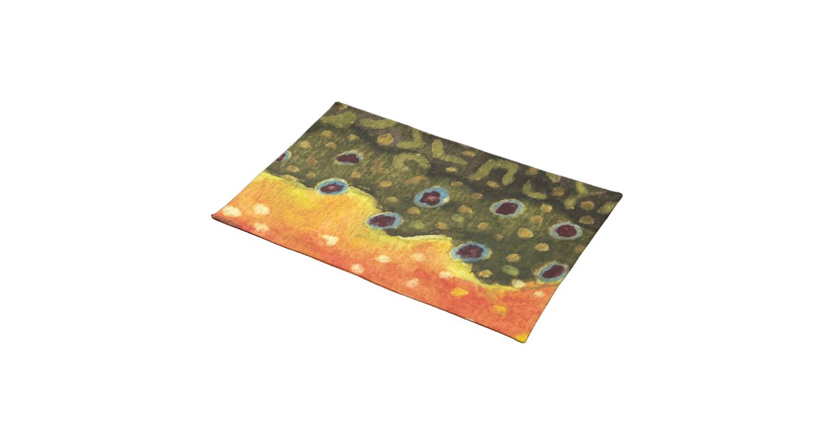 Brook Trout Fly Fishing Ichthyologist Angler's Cloth Placemat | Zazzle