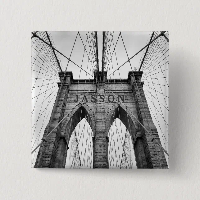 Brooklyn Bridge Black & White Photo Pinback Button | Zazzle
