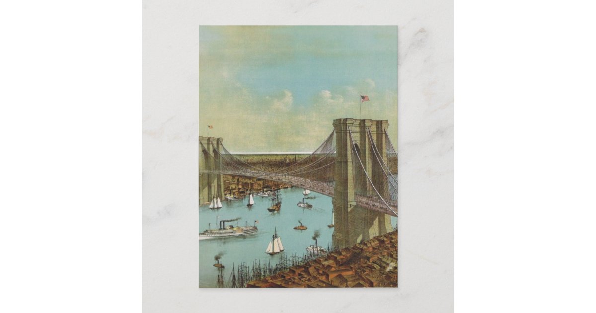 Brooklyn Bridge Color Postcard | Zazzle