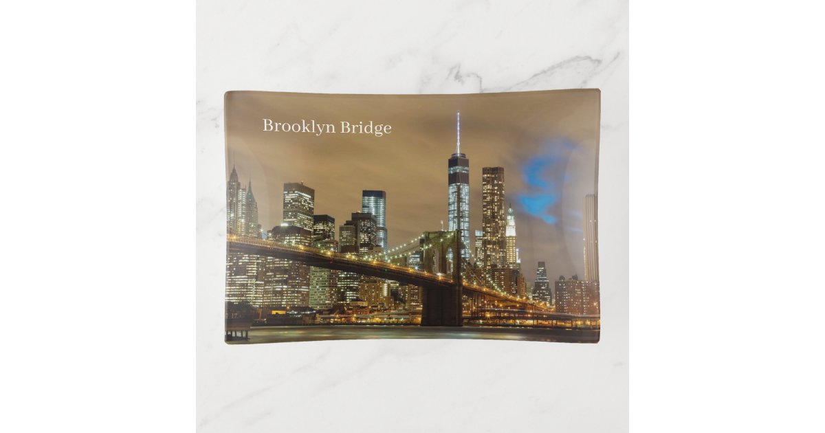 Brooklyn Bridge NY City Skyline Trinket Tray | Zazzle