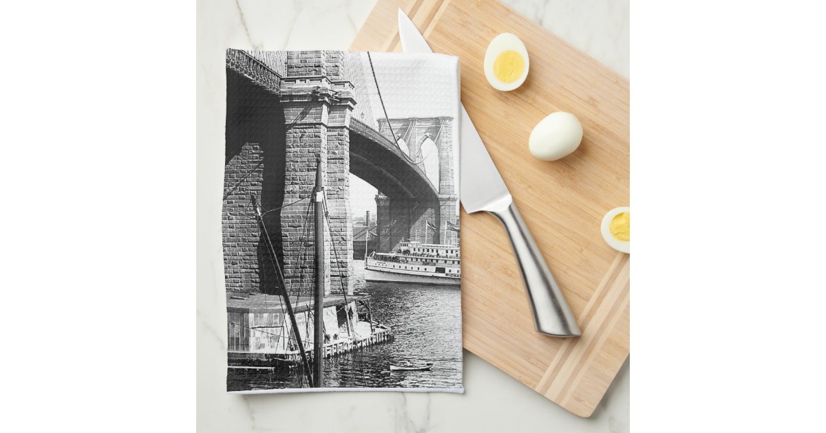 Brooklyn Bridge Waterfront Kitchen Towels | Zazzle