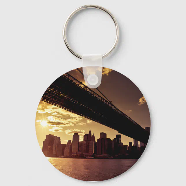 Brooklyn Bridge With New York City Skyscrapers Keychain | Zazzle
