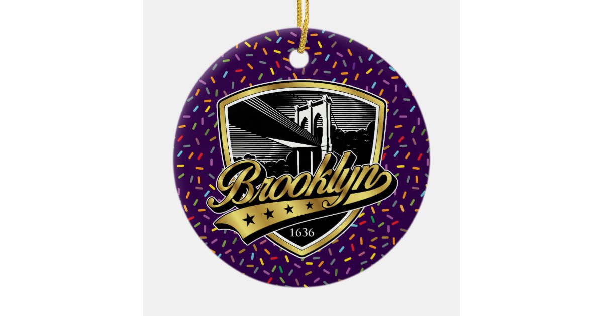 Brooklyn Gold Swoosh Logo Design Ceramic Ornament | Zazzle