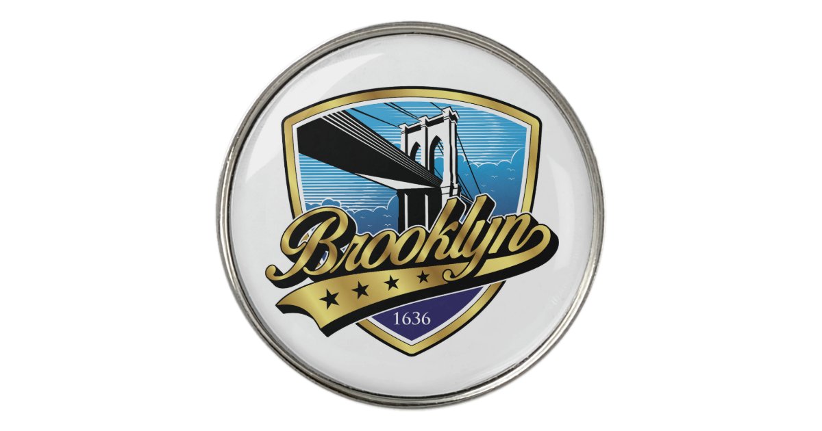 Brooklyn Gold Swoosh Logo Design Golf Ball Marker | Zazzle