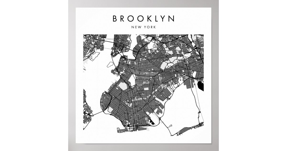 Brooklyn New York Minimal Modern Street Map Poster | Zazzle