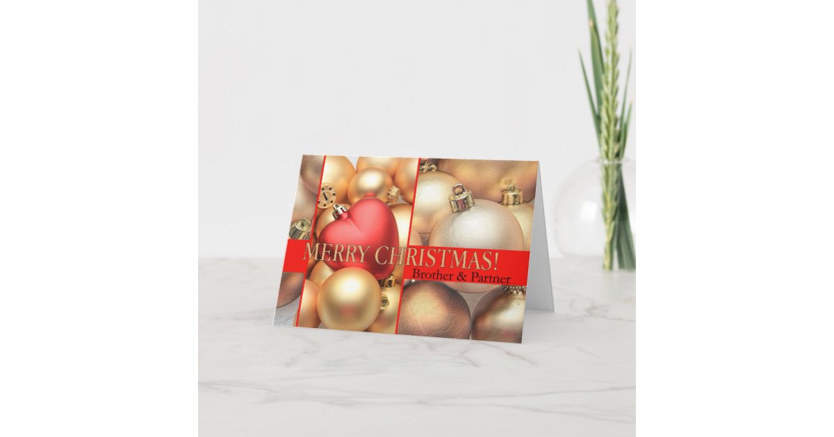 Brother and Partner Merry Christmas card | Zazzle