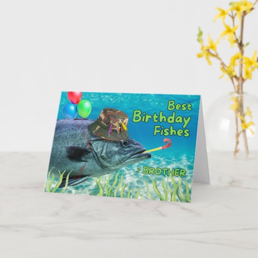 Brother Bro Birthday Fish Ready to Party Card | Zazzle