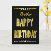 Brother Modern Black Gold Happy Birthday Card | Zazzle