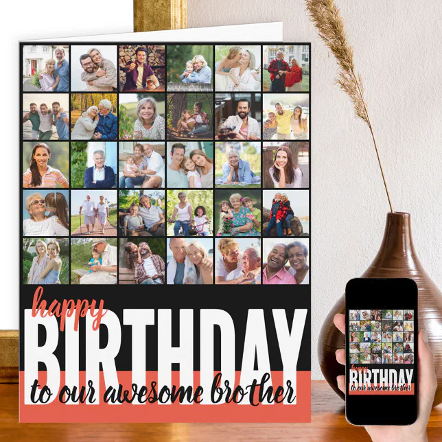 Brother Photo Collage 31 Picture Happy Birthday Card | Zazzle