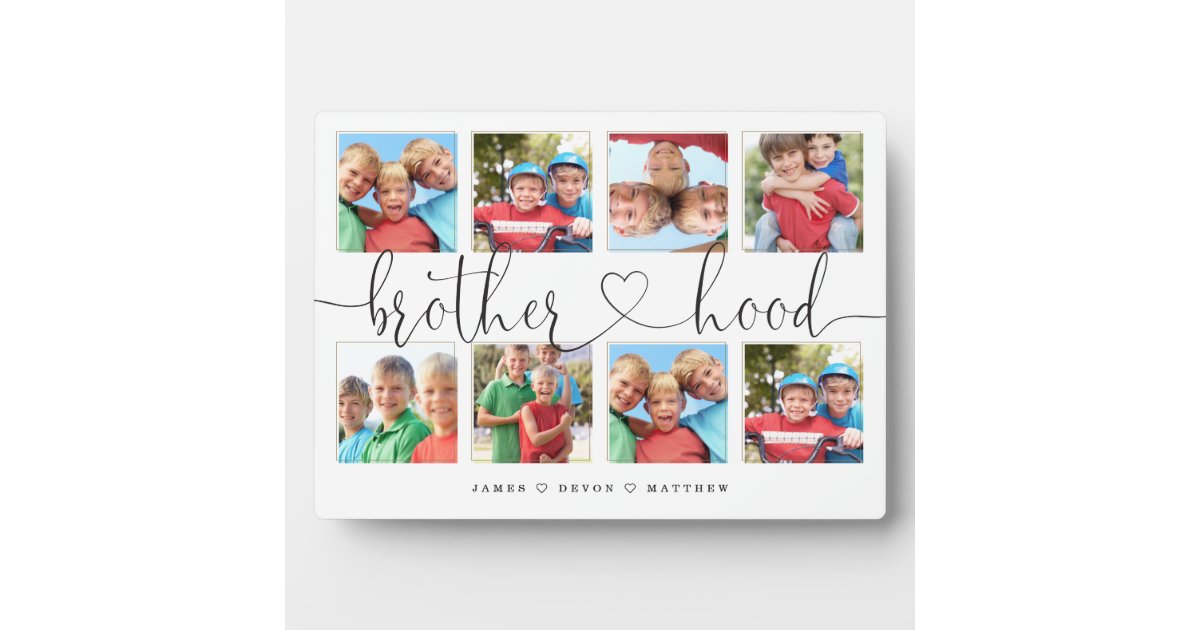 Brotherhood Script Gift For Brothers Photo Collage Plaque | Zazzle