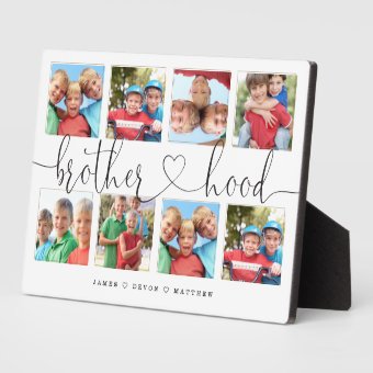 Brotherhood Script Gift For Brothers Photo Collage Plaque | Zazzle