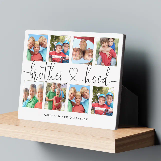 Brotherhood Script Gift For Brothers Photo Collage Plaque | Zazzle