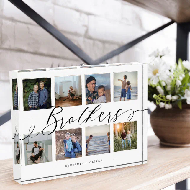 Brothers Script | Gift For Brothers Photo Collage | Zazzle