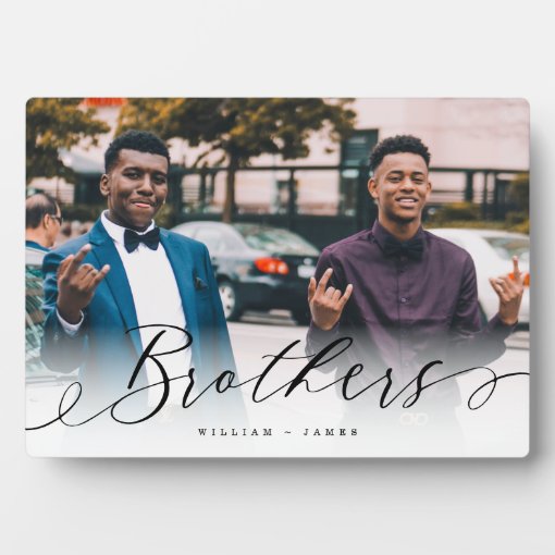Brothers Script Gift For Brothers Photo Keepsake Plaque | Zazzle