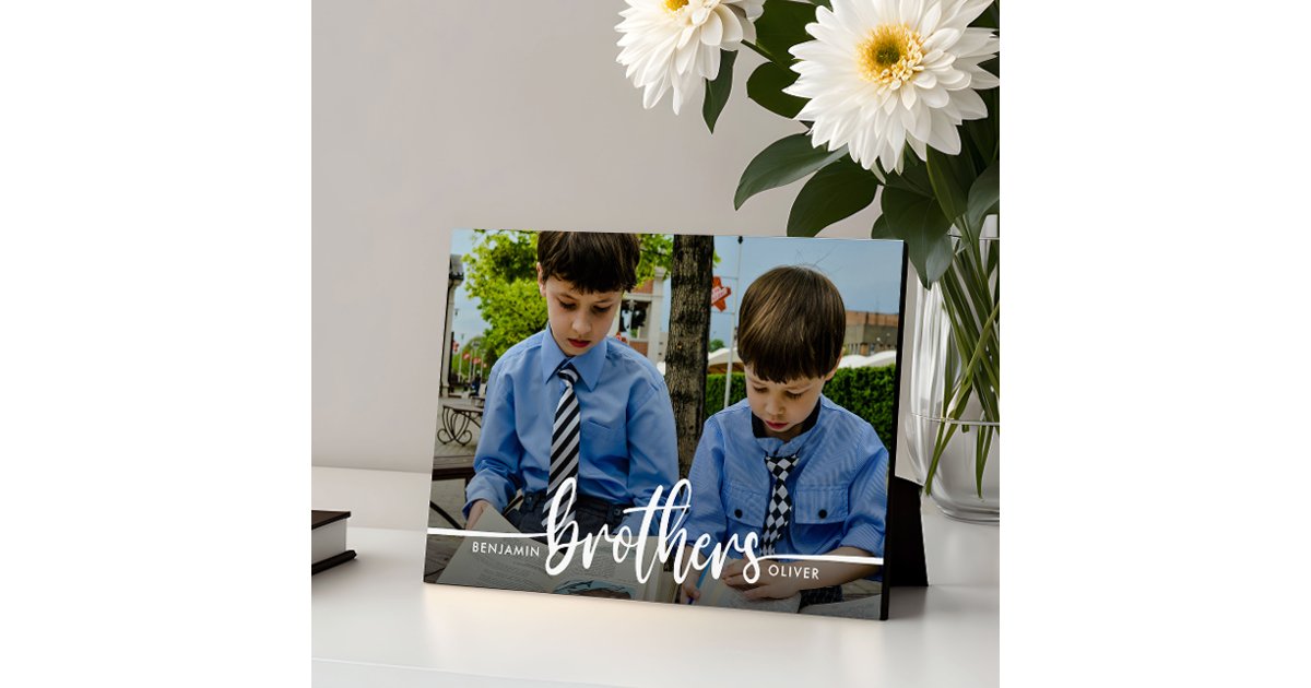 Brothers Script Modern Photo Plaque | Zazzle