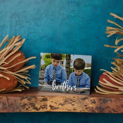 Brothers Script Modern Photo Plaque | Zazzle