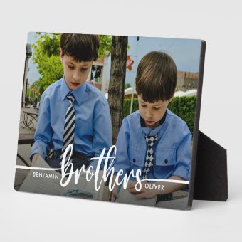 Brothers Script Modern Photo Plaque | Zazzle