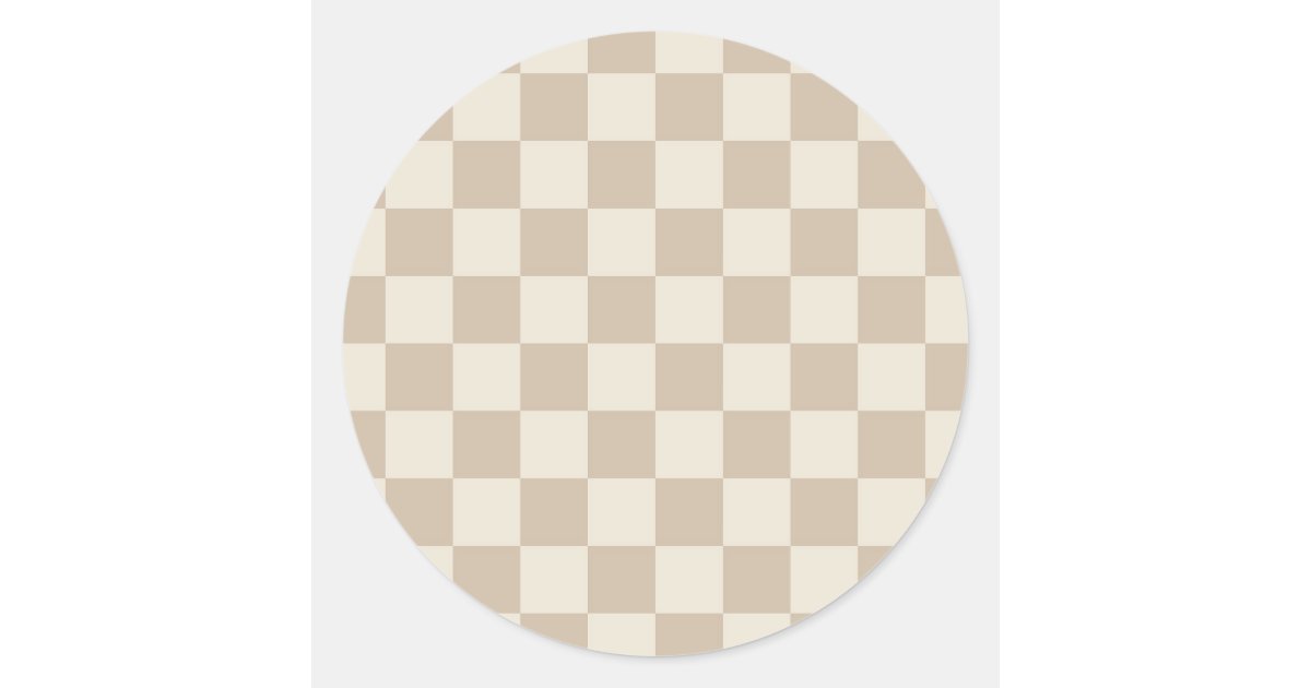 Brown and Beige Checkerboard Classic Round Sticker | Zazzle