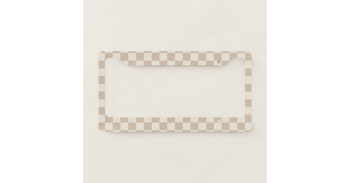 Brown and Beige Checkerboard License Plate Frame | Zazzle