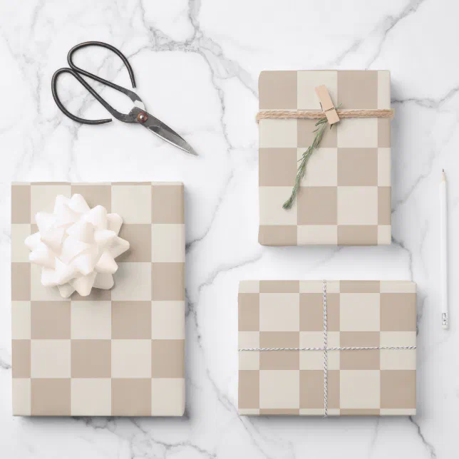 Brown and Beige Checkerboard Wrapping Paper Sheets | Zazzle