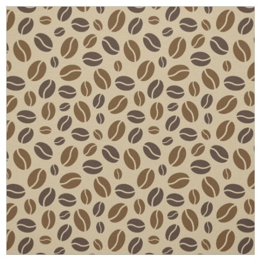 Brown and Beige Coffee Beans Pattern Fabric | Zazzle
