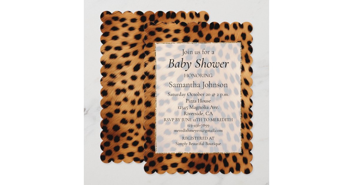 Brown and Black Cheetah Animal print Invitation | Zazzle