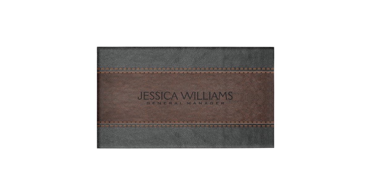 Brown And Black Vintage Leather Name Tag | Zazzle