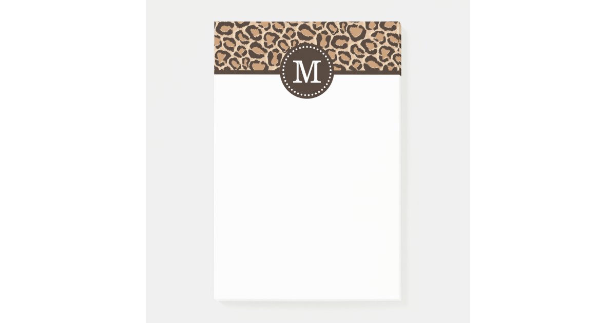 Brown and Leopard Print Custom Monogram Post-it Notes | Zazzle