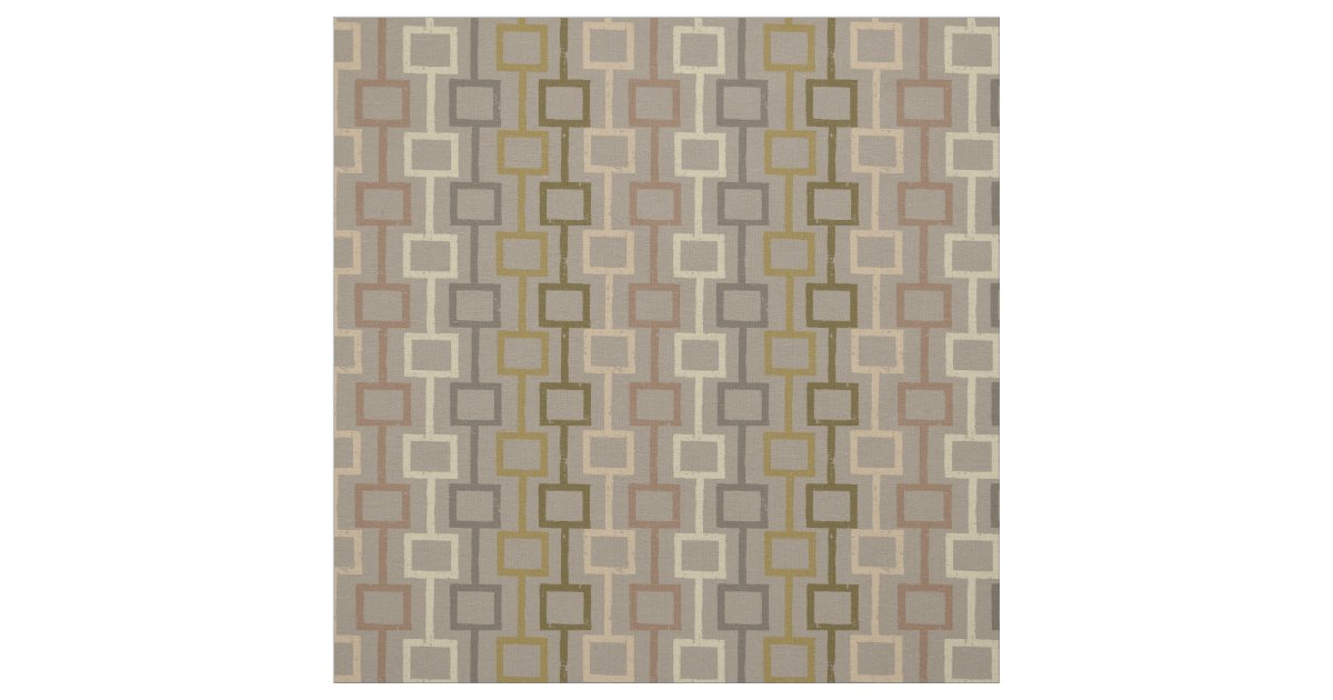 Brown and Tan Retro 1970s Geometric Pattern Fabric | Zazzle