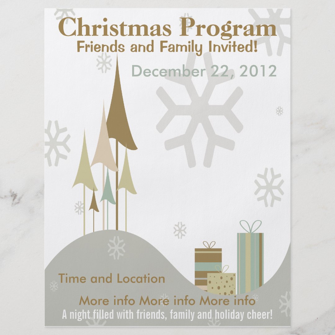 Brown and tan Retro Christmas Program Flyer | Zazzle