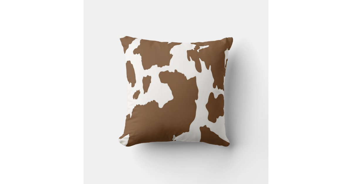 Brown and White Cow Print Throw Pillow | Zazzle