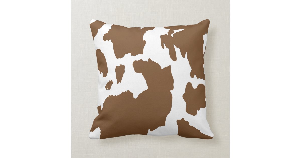 Brown and White Cow Print Throw Pillow | Zazzle.com