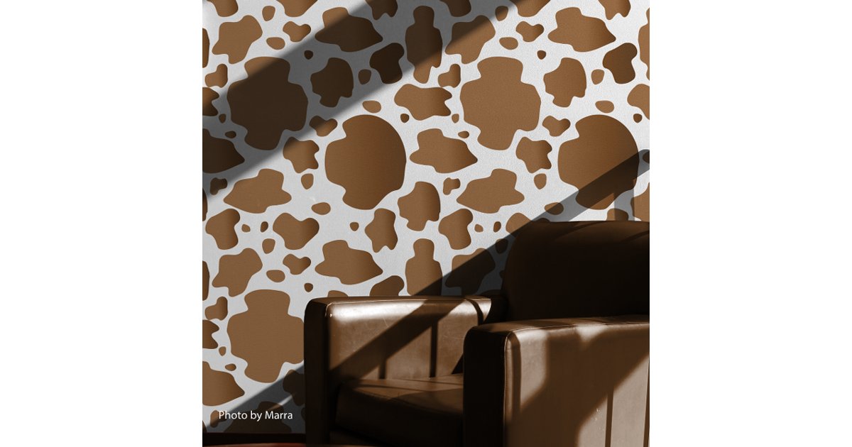 Brown and White Unique Cow Pattern Wallpaper | Zazzle