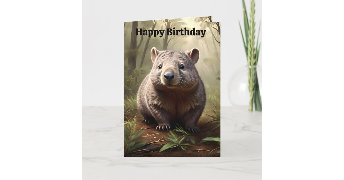 Brown Australian Wombat, Birthday Card | Zazzle