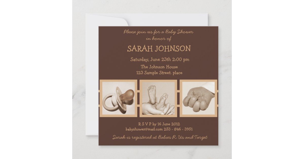 Brown Baby Shower Invitation | Zazzle