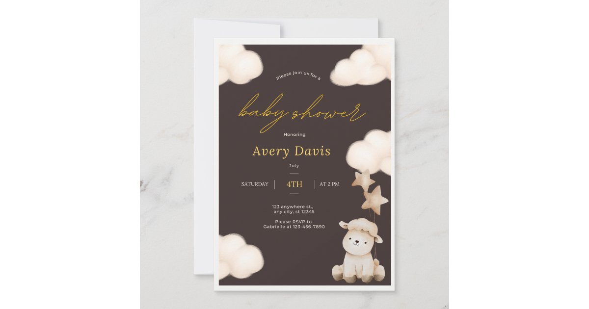 Brown Baby Shower Invitation, Easy Edit Invite | Zazzle