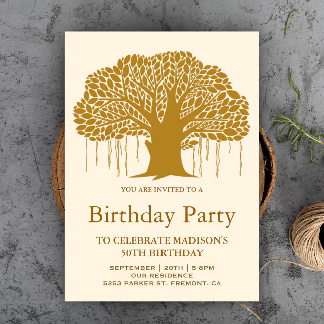 Brown Banyan Tree Birthday Party Invitation | Zazzle