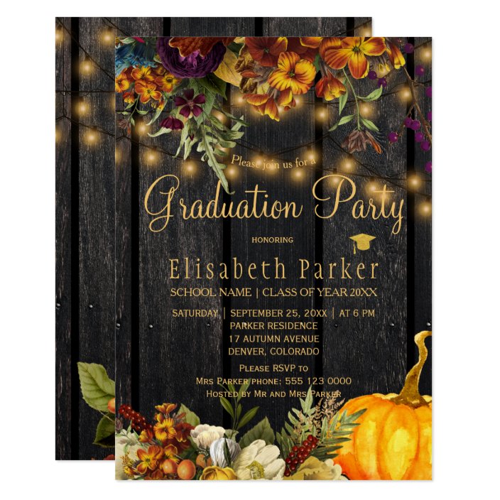 Brown barn wood autumn fall graduation party invitation | Zazzle.com