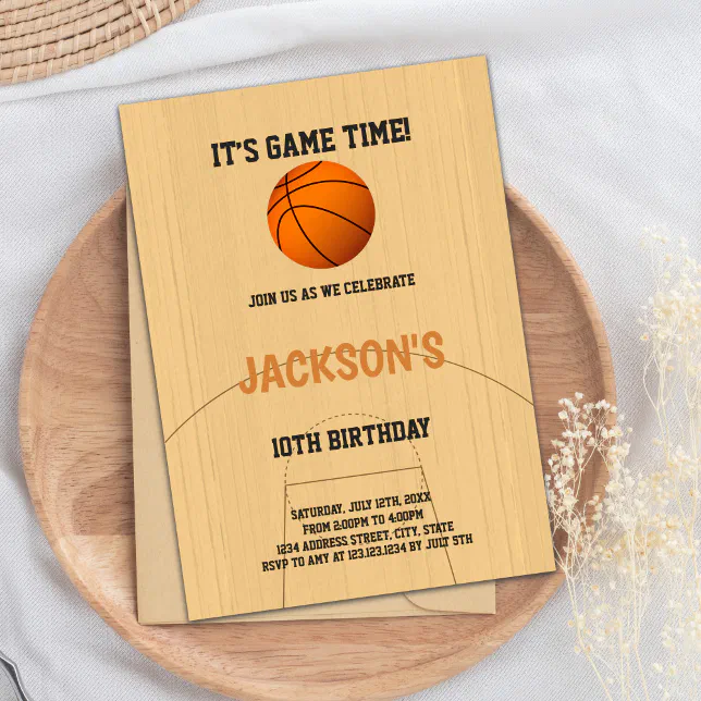 Brown Basketball Birthday Invitation | Zazzle