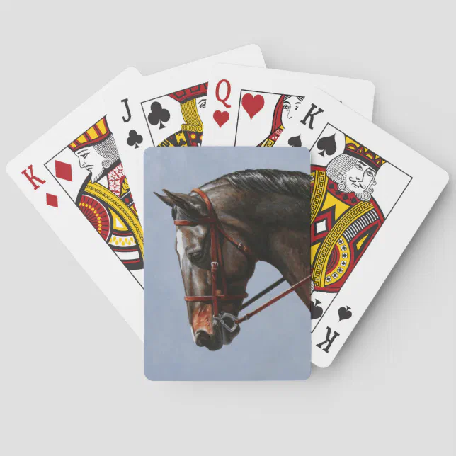 Brown Bay Oldenburg Horse Portrait Poker Cards | Zazzle
