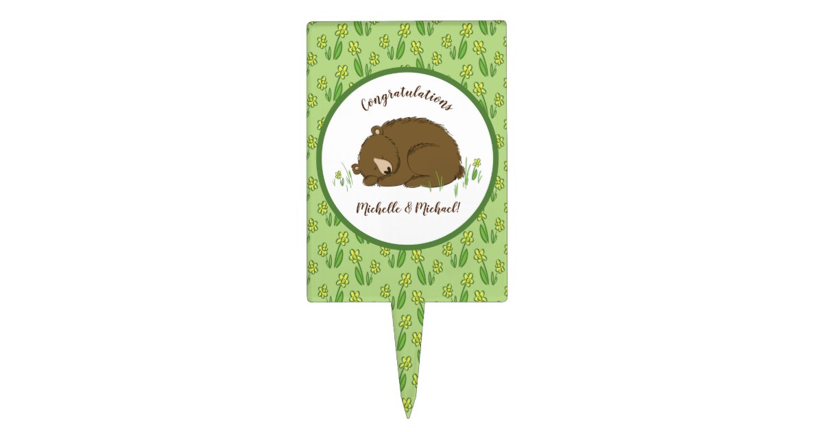 Brown Bear Baby Shower Woodland Animals Cake Topper | Zazzle