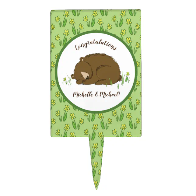 Brown Bear Baby Shower Woodland Animals Cake Topper | Zazzle