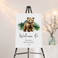Brown Bear Cub Baby Shower Welcome Sign | Zazzle